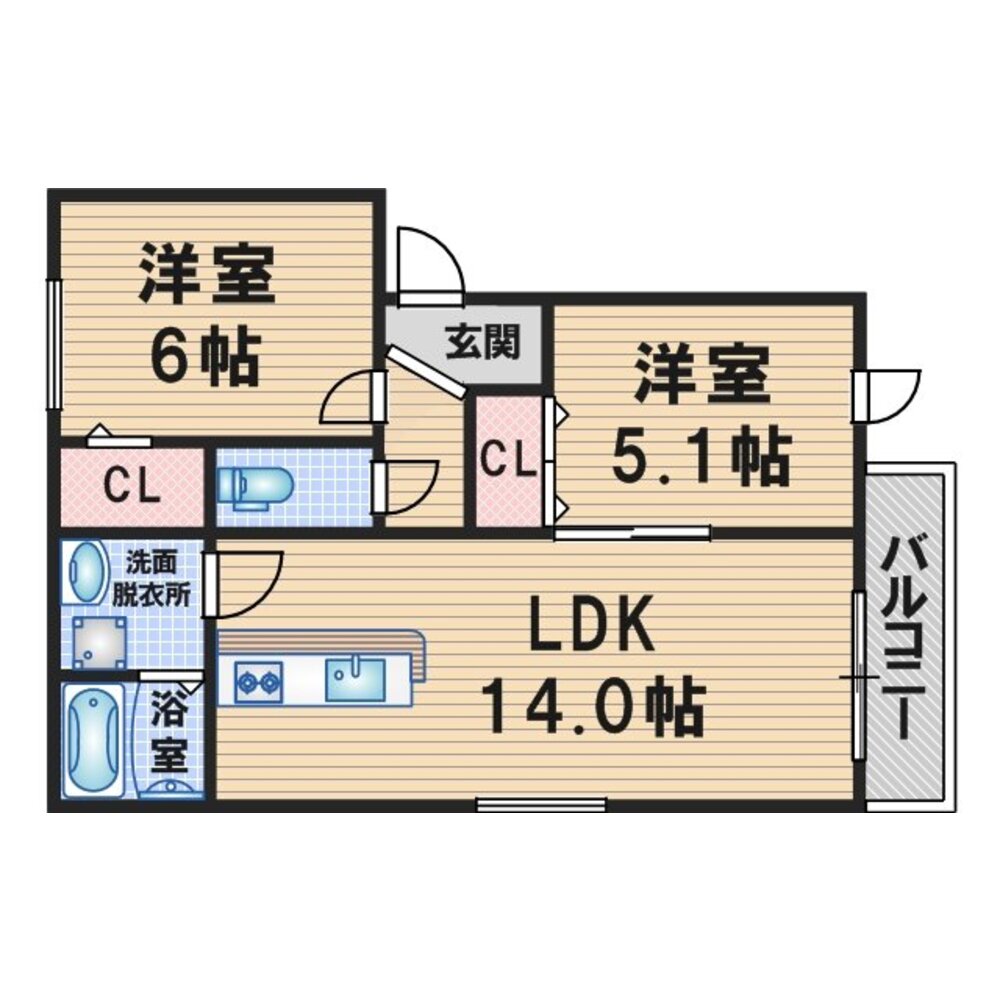 ファミール 大阪府豊中市原田元町3丁目 (10.4万円／2LDK (洋室5.1 洋室6 LDK14)／55.5㎡)｜賃貸物件(賃貸マンション・アパート・一戸建て)の住宅情報・お部屋探しなら ...