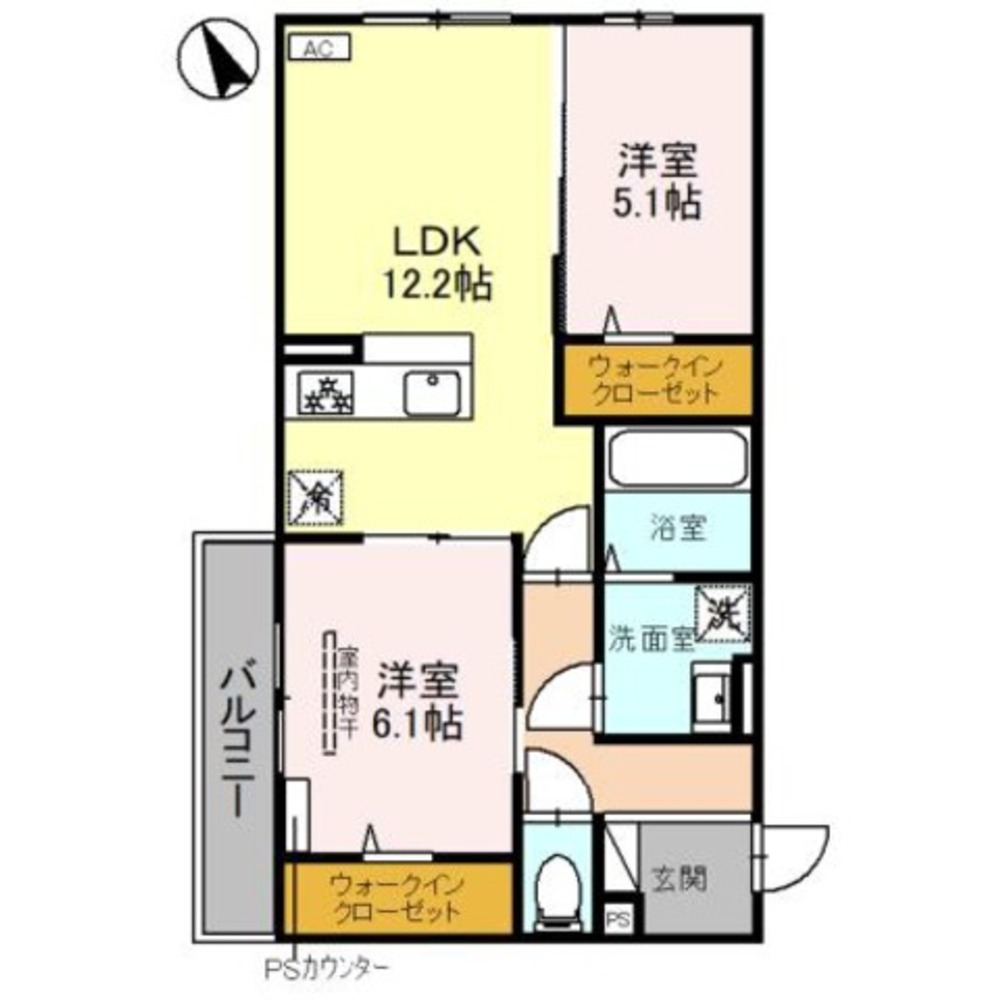プランドール・セナ 兵庫県明石市魚住町中尾 (9.8万円／2LDK (洋室5.1 洋室6.1 LDK12.2)／57.66㎡)｜賃貸物件(賃貸マンション・アパート・一戸建て)の住宅情報・お ...
