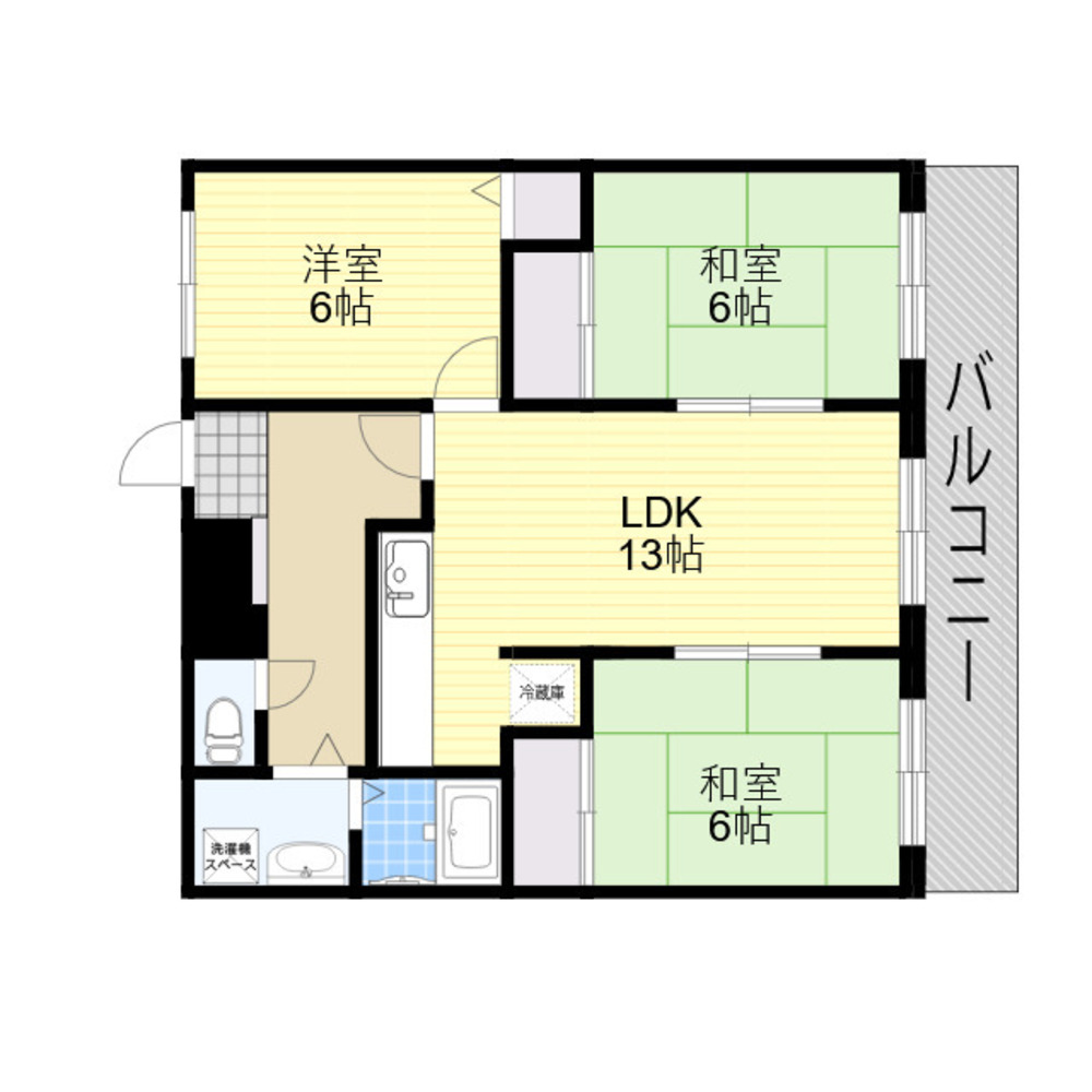 岡町百番館 大阪府豊中市岡町北3丁目 (9万円／3LDK (和室6 和室6 洋室6 LDK10)／65.6㎡)｜賃貸物件(賃貸マンション・アパート・一戸建て)の住宅情報・お部屋探しなら ...