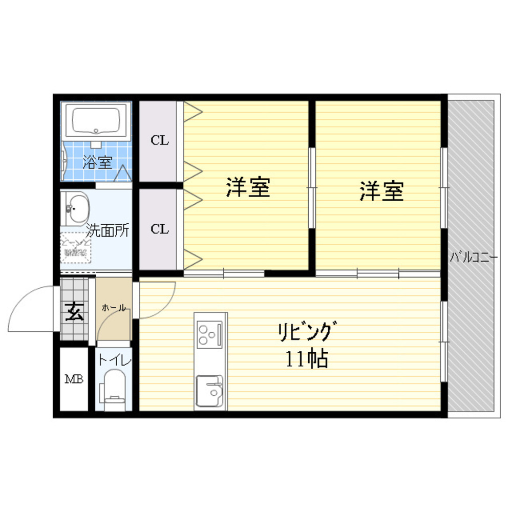 近鉄生駒線 一分駅 地上3階建て 築29年 奈良県生駒市さつき台1丁目 (5.9万円／2LDK (洋室6 洋室6 LDK11)／51.5㎡)｜賃貸物件(賃貸マンション・アパート・一戸建て)の ...