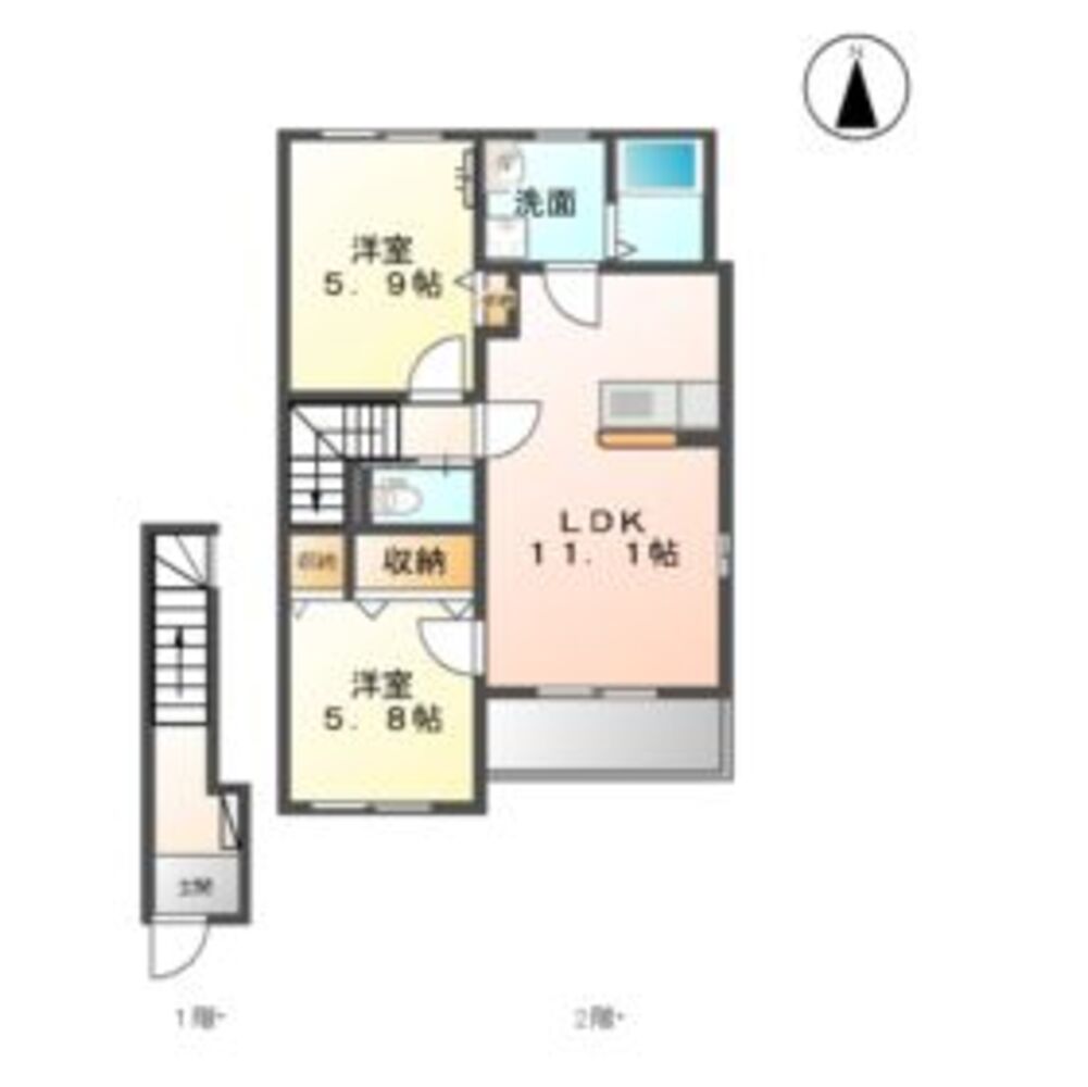 リバティコート H＆MII 宮城県仙台市泉区歩坂町 (7.2万円／2LDK (洋室5.8 洋室5.9 LDK11.1)／56.24㎡)｜賃貸物件(賃貸マンション・アパート・一戸建て)の住宅情報 ...