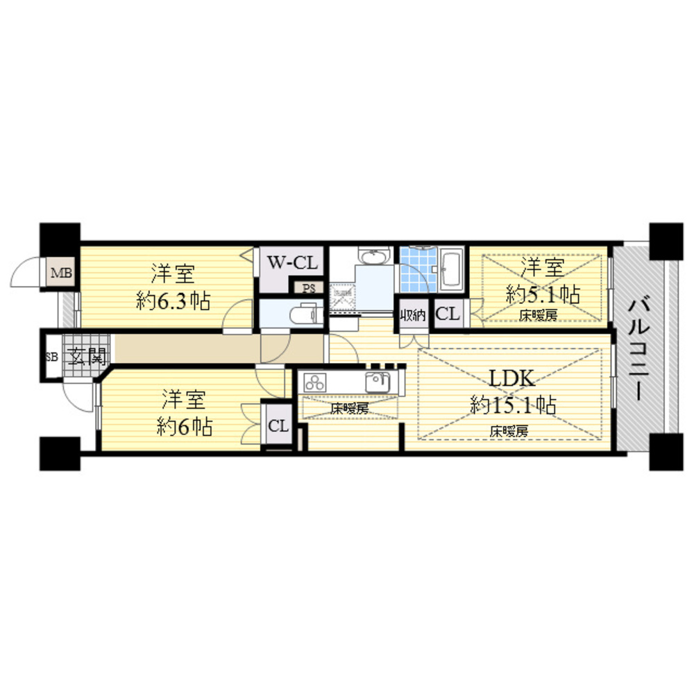 レジディア泉 愛知県名古屋市東区泉1丁目 (17.5万円／3LDK (洋室5 洋室5.1 洋室6.3 LDK15.1)／71.26㎡)｜賃貸物件(賃貸マンション・アパート・一戸建て)の住宅情報 ...