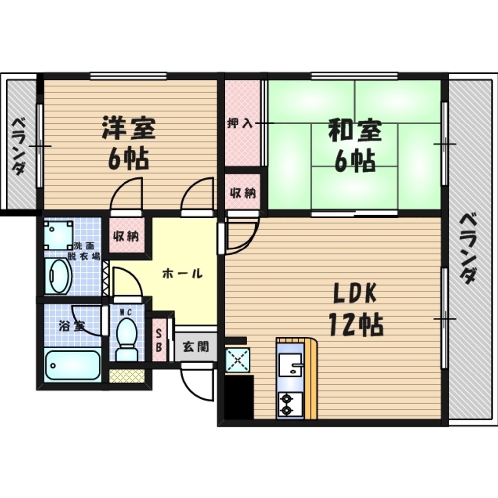 バンブーハウス2 兵庫県尼崎市栗山町1丁目 (7.3万円／2LDK (和室6 洋室6 LDK12)／57.48㎡)｜賃貸物件(賃貸マンション・アパート・一戸建て)の住宅情報・お部屋探しなら ...