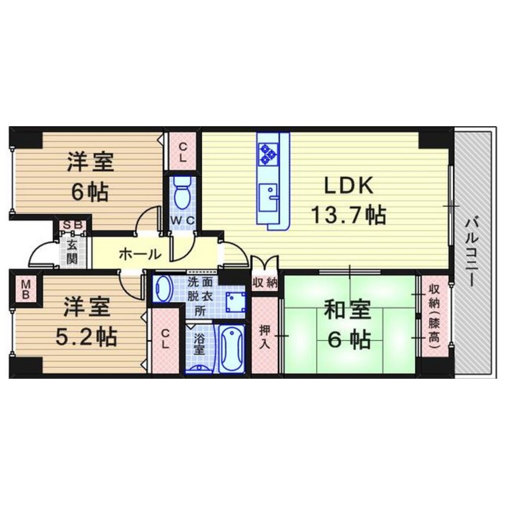 エスポワール園田 兵庫県尼崎市食満5丁目 (8.5万円／3LDK (和室6 洋室5.2 洋室6 LDK10.5)／68.81㎡)｜賃貸物件(賃貸マンション・アパート・一戸建て)の住宅情報・お ...