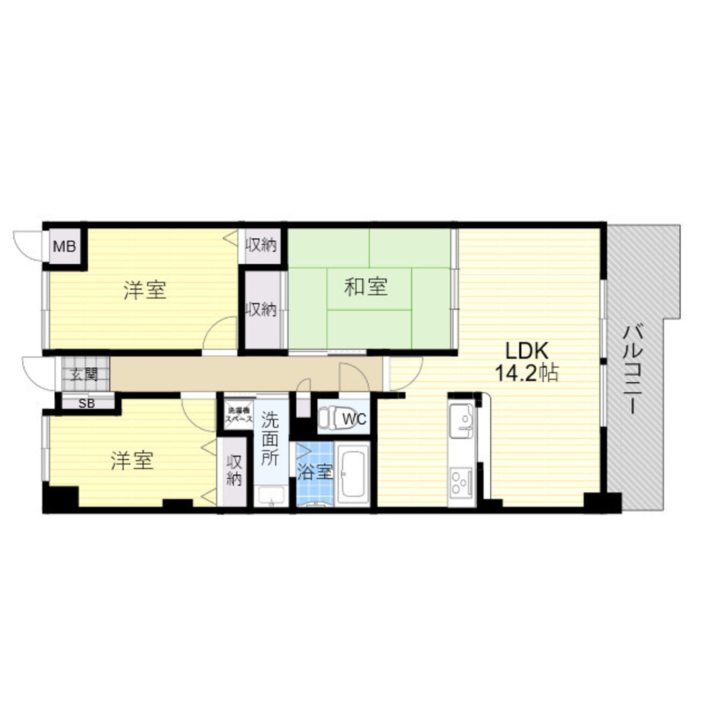 ヴィルヌーブ学園前3 センフォニ 奈良県奈良市学園中5丁目 (7.5万円／3LDK (和室6 洋室5 洋室6 LDK14.2)／70.1㎡)｜賃貸物件(賃貸マンション・アパート・一戸建て)の ...