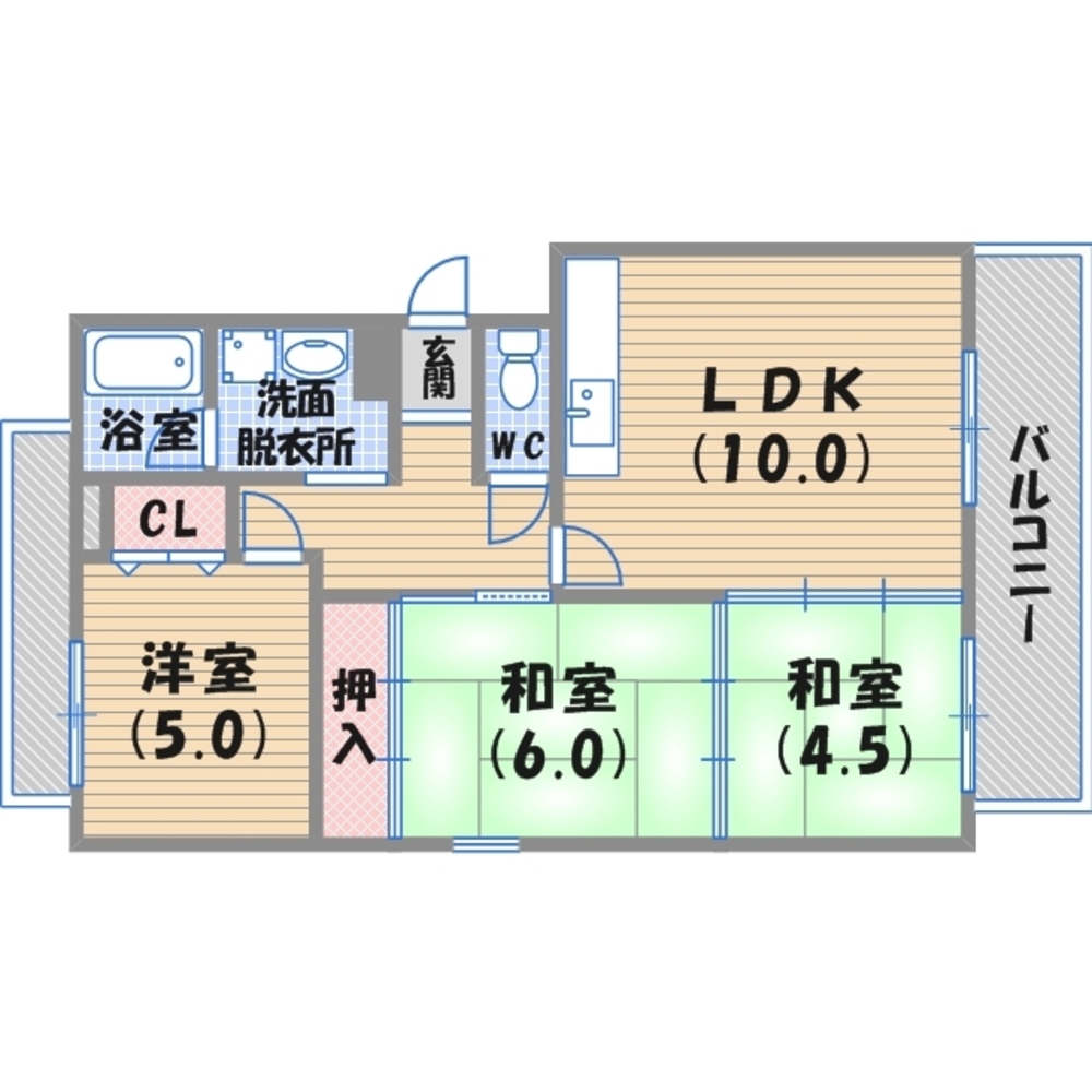 グリーンビュー1号館 兵庫県西宮市門戸西町 (7.9万円／3LDK (和室4.5 和室6 洋室5 LDK10)／60.53㎡)｜賃貸物件(賃貸マンション・アパート・一戸建て)の住宅情報・お ...