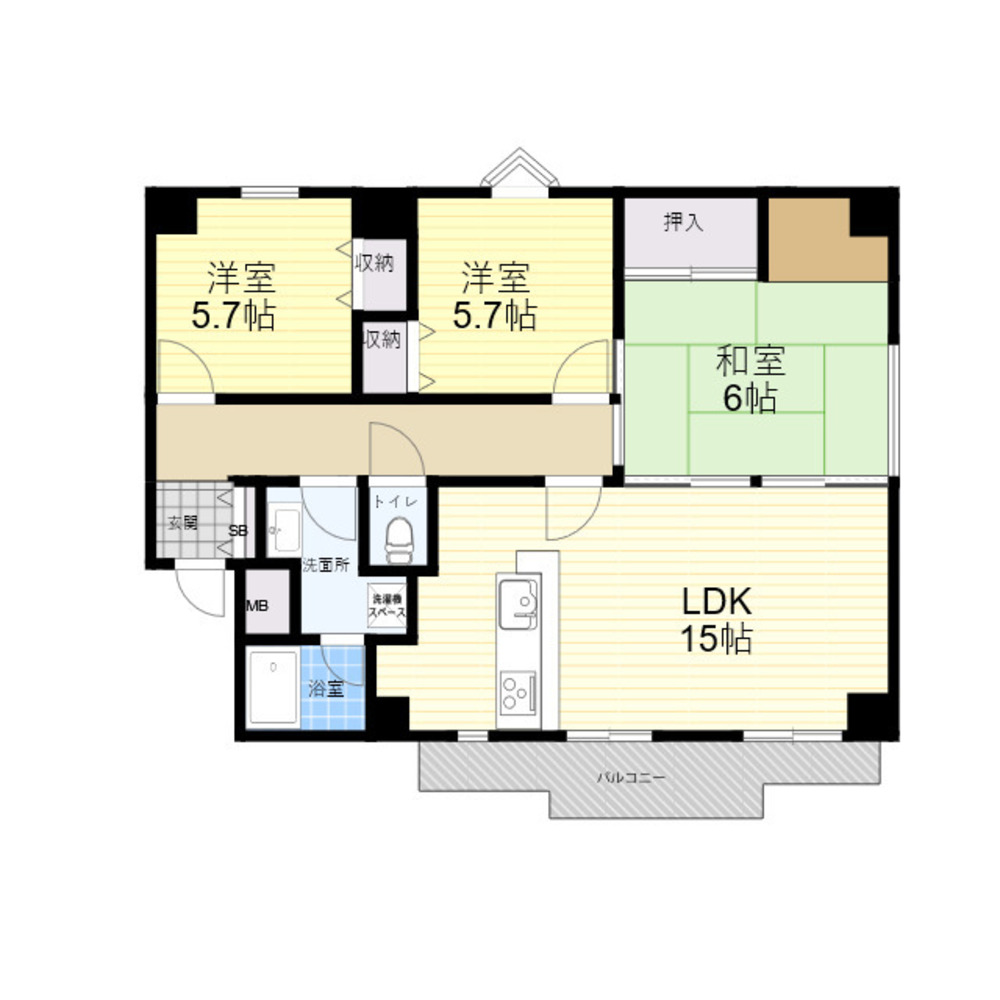 ベルフォーレ甲東 兵庫県西宮市松籟荘 (12.7万円／3LDK (和室6 洋室5.7 洋室5.7 LDK15)／76.23㎡)｜賃貸物件(賃貸マンション・アパート・一戸建て)の住宅情報・お ...