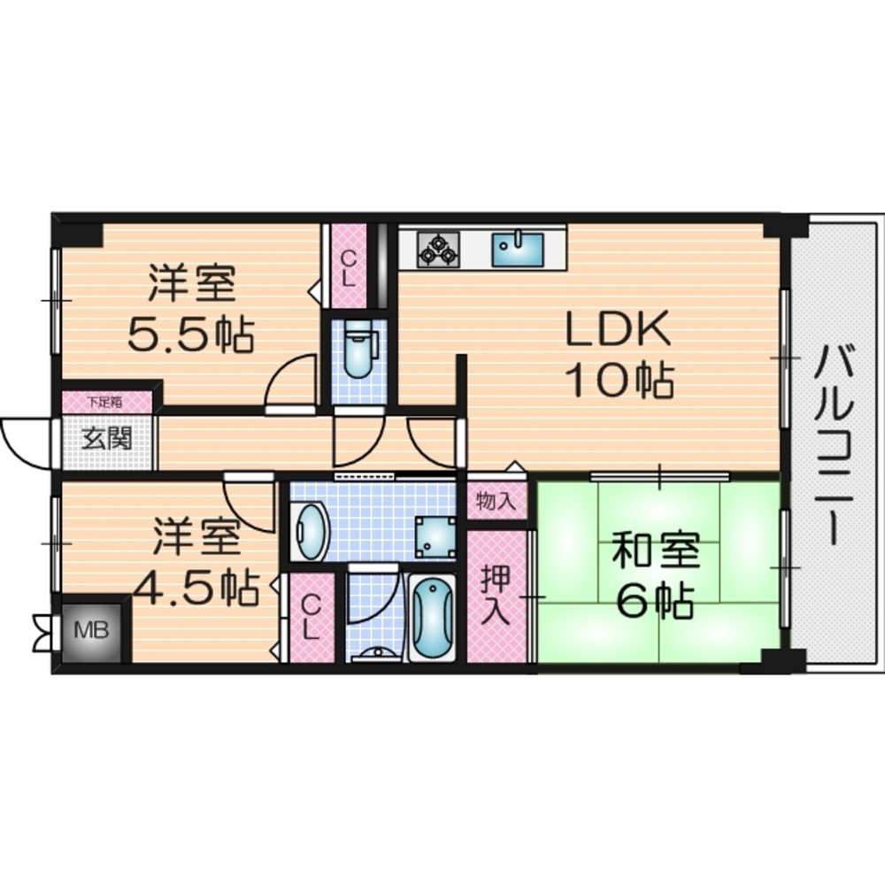 メゾン・ラ・フォーレ 大阪府東大阪市加納8丁目 (8万円／3LDK (和室6 洋室4.5 洋室5.5 LDK10)／61.01㎡)｜賃貸物件(賃貸マンション・アパート・一戸建て)の住宅情報・お ...