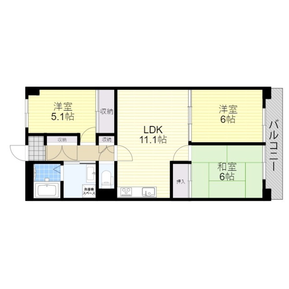 千里山サニーハイツ 大阪府吹田市千里山月が丘 (8.5万円／3LDK (和室6 洋室5.1 洋室6 LDK11.1)／68.4㎡)｜賃貸物件(賃貸マンション・アパート・一戸建て)の住宅情報・お ...