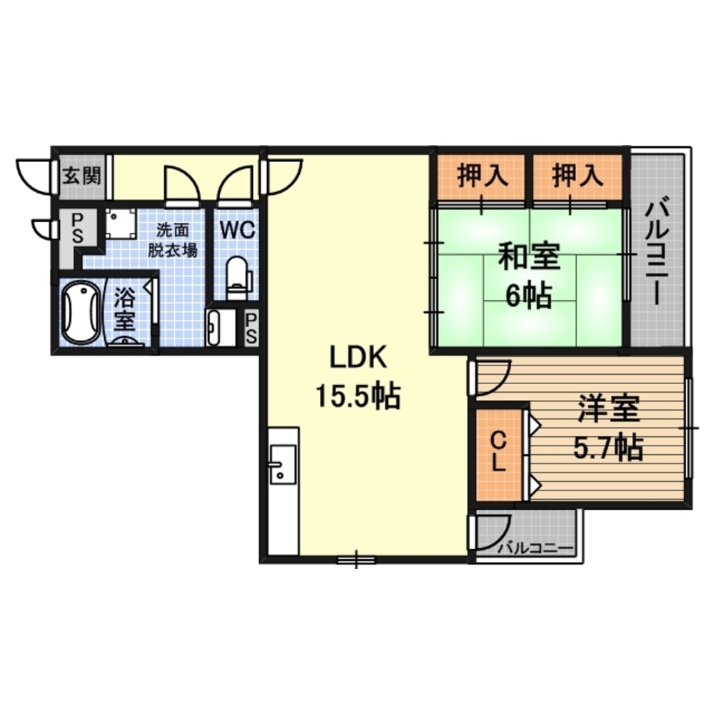 メゾン・ラ・テール 大阪府大阪市東淀川区大道南1丁目 (8.2万円／2LDK (和室6 洋室5.7 LDK15.5)／61.8㎡)｜賃貸物件(賃貸マンション・アパート・一戸建て)の住宅情報・お ...