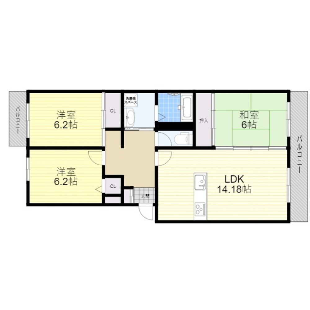 グリーンビュー少路 大阪府豊中市少路2丁目 (11.3万円／3LDK (和室6 洋室6.2 洋室6.2 LDK14.1)／75.4㎡)｜賃貸物件(賃貸マンション・アパート・一戸建て)の住宅情報 ...