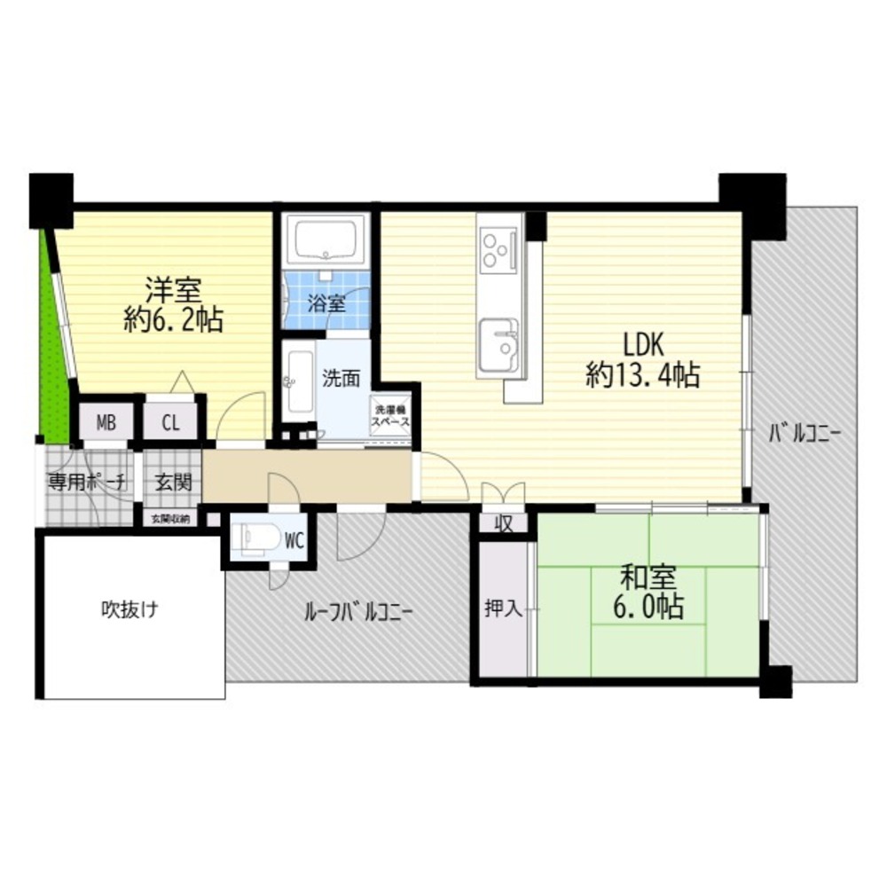 クレアシティ布施 大阪府東大阪市足代北2丁目 (12万～12.5万円／2LDK (和室6 洋室6.2 LDK13.4)／57.46㎡)｜賃貸物件(賃貸マンション・アパート・一戸建て)の住宅情報 ...