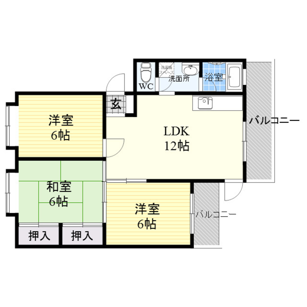 セイシェルハイツ 奈良県奈良市芝辻町4丁目 (6.2万円／3LDK (和室6 洋室6 洋室6 LDK12)／60.84㎡)｜賃貸物件(賃貸マンション・アパート・一戸建て)の住宅情報・お部屋探し ...