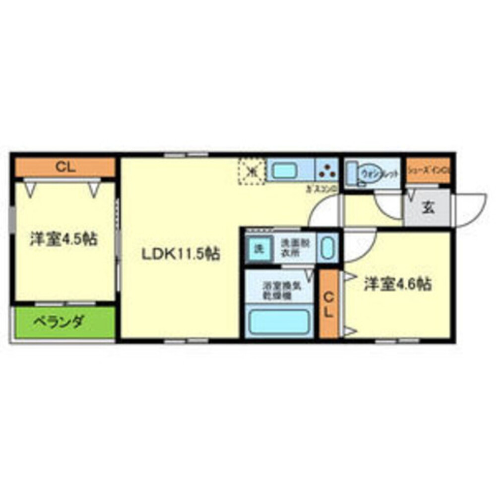 アジャート・K 大阪府枚方市北船橋町 (8.9万円／2LDK (洋室4.5 洋室4.6 LDK11.5)／46.37㎡)｜賃貸物件(賃貸マンション・アパート・一戸建て)の住宅情報・お部屋探し ...