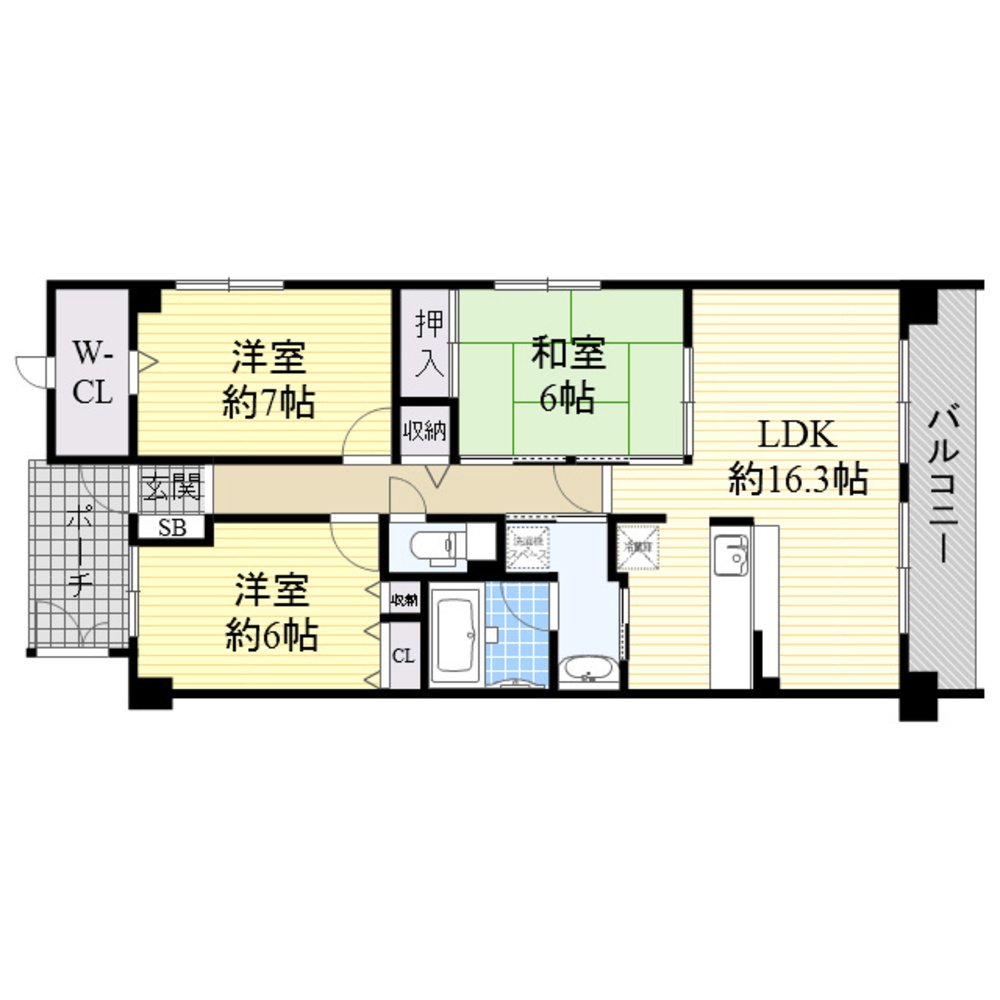 グランパセオ茨木 大阪府茨木市園田町 (13.4万円／3LDK (和室6 洋室6 洋室7 LDK16.3)／80.31㎡)｜賃貸物件(賃貸マンション・アパート・一戸建て)の住宅情報・お部屋探し ...