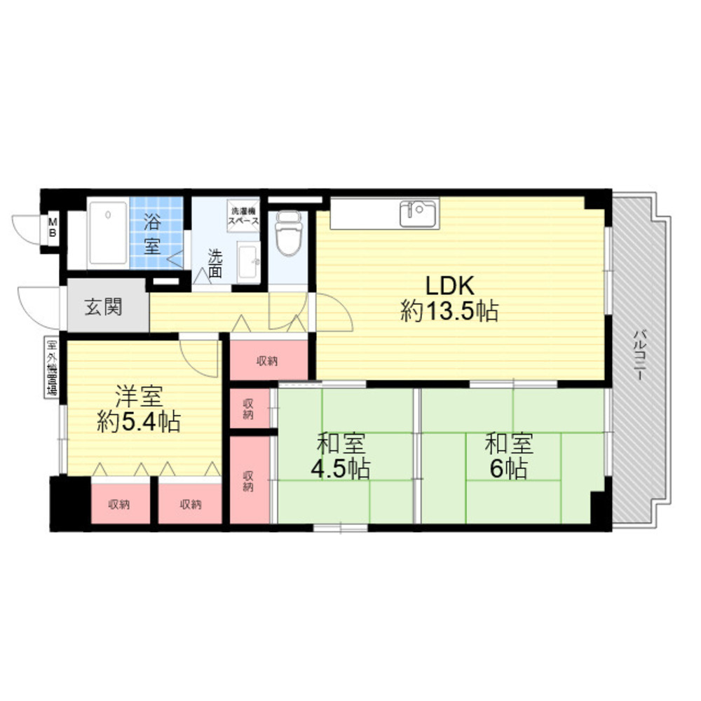 ゴールドヒル宝塚 兵庫県宝塚市山本東3丁目 (8.7万円／3LDK (和室4.5 和室5.7 洋室5.4 LDK13.5)／65.65㎡)｜賃貸物件(賃貸マンション・アパート・一戸建て)の住宅 ...