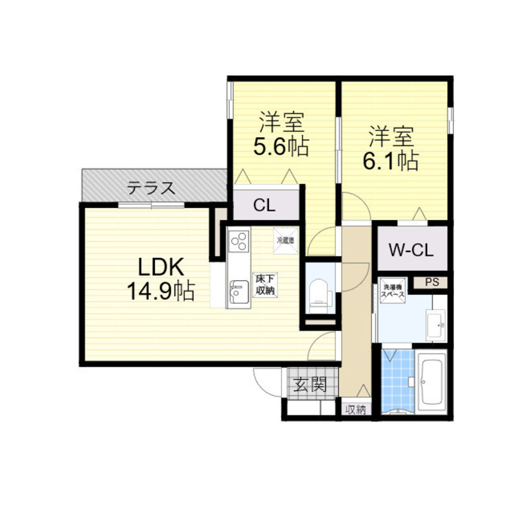 阪堺電気軌道上町線 神ノ木駅 地上3階建て 築2年 大阪府大阪市住吉区住吉2丁目 (13.4万円／2LDK (洋室5.6 洋室6.1 LDK14.9)／63.07㎡)｜賃貸物件(賃貸マンション ...