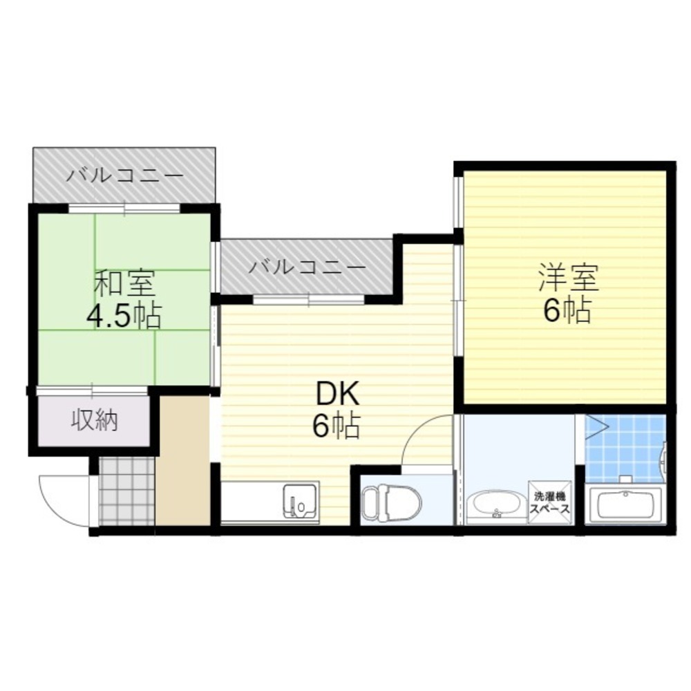 京都市営地下鉄東西線 椥辻駅 地上4階建て 築36年 京都府京都市山科区勧修寺西金ケ崎 (5.5万円／2DK (和室4.5 洋室6 DK5)／35.64㎡)｜賃貸物件(賃貸マンション・アパート ...