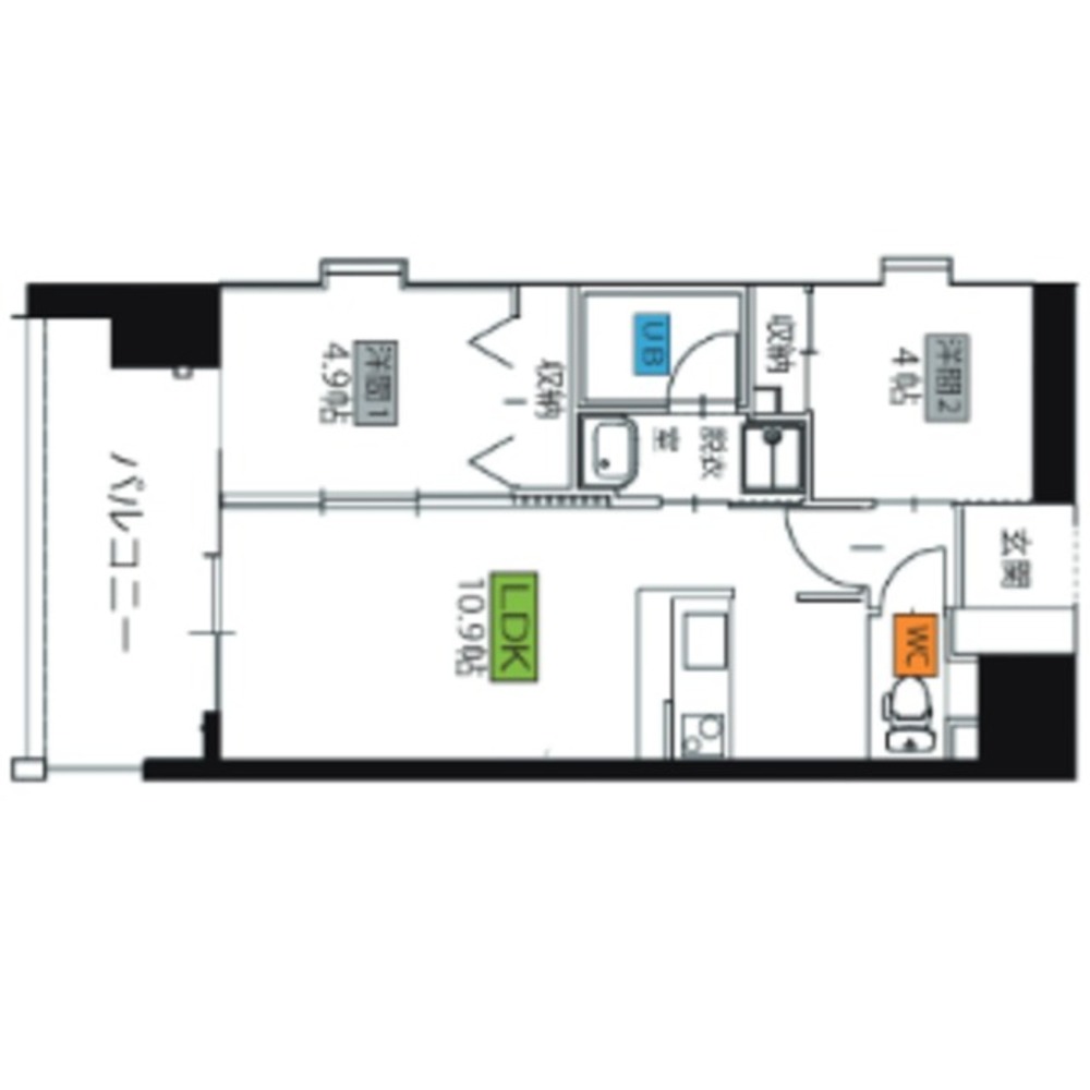 ベイグランデ 福岡県福岡市博多区石城町 (8.3万円／2LDK (洋室4 洋室4.9 LDK10.9)／44.2㎡)｜賃貸物件(賃貸マンション・アパート・一戸建て)の住宅情報・お部屋探しなら ...