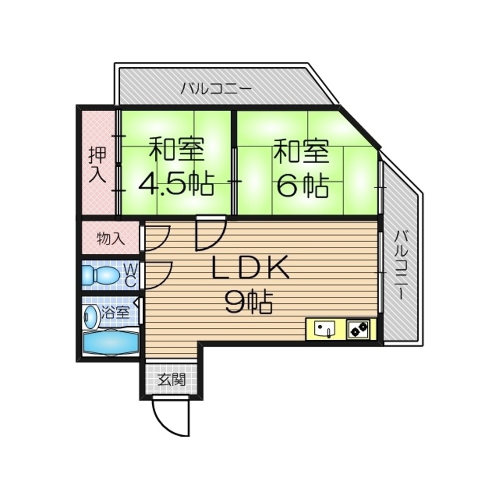 ハイツ南ながら 大阪府大阪市北区長柄中1丁目 (6.5万円／2LDK (和室4.5 和室6 LDK9)／41.74㎡)｜賃貸物件(賃貸マンション・アパート・一戸建て)の住宅情報・お部屋探しなら ...
