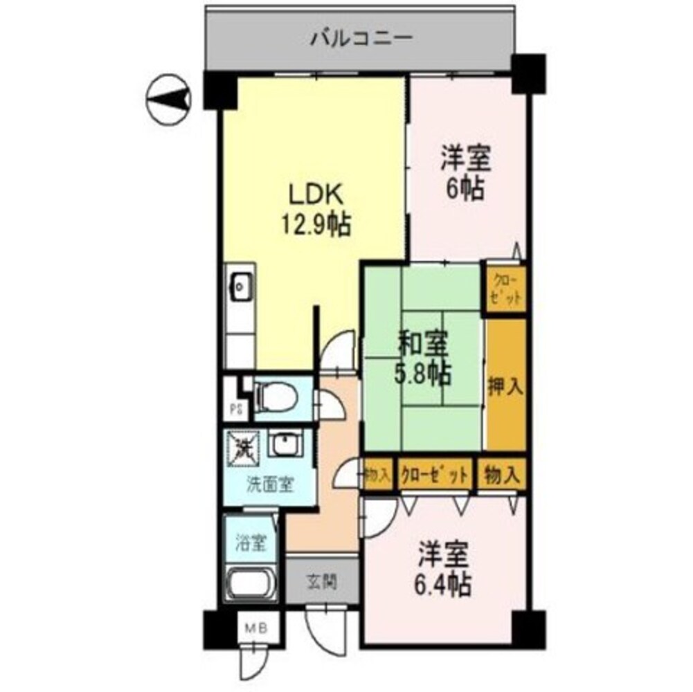 グレース門戸荘 兵庫県西宮市門戸荘 (13.4万円／3LDK (和室5.8 洋室6 洋室6.4 LDK12.9)／71.64㎡)｜賃貸物件(賃貸マンション・アパート・一戸建て)の住宅情報・お ...