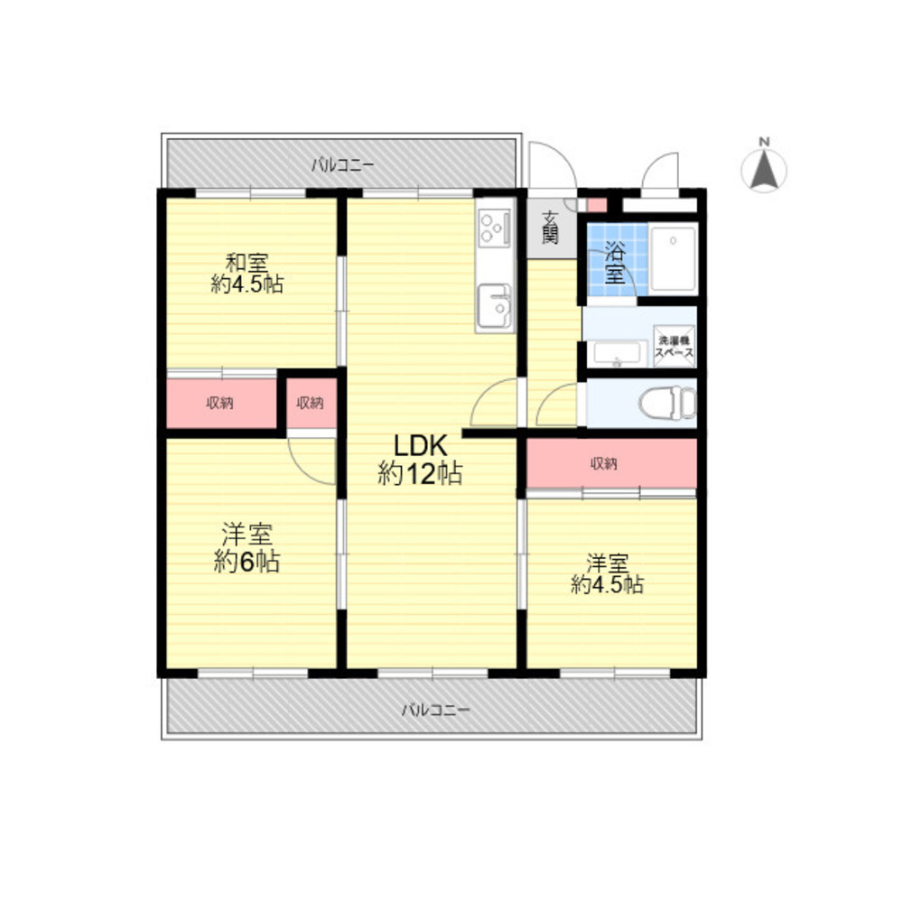 清和台ハイム2号棟 兵庫県川西市清和台西1丁目 (5.9万円／3LDK (洋室4.5 洋室4.5 洋室6 LDK12)／67.09㎡)｜賃貸物件(賃貸マンション・アパート・一戸建て)の住宅情報 ...