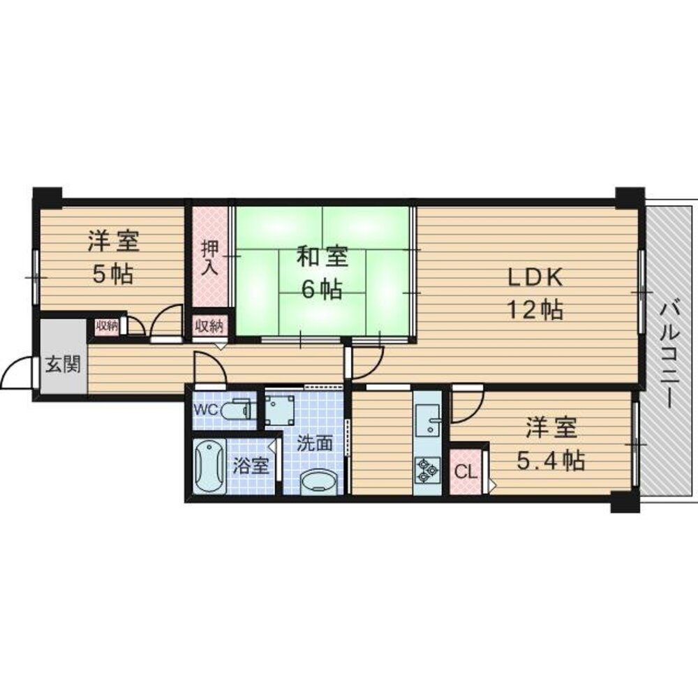 メイツ南千里 大阪府吹田市佐井寺4丁目 (10万円／3LDK (和室6 洋室5 洋室5.4 LDK12)／68.9㎡)｜賃貸物件(賃貸マンション・アパート・一戸建て)の住宅情報・お部屋探しなら ...
