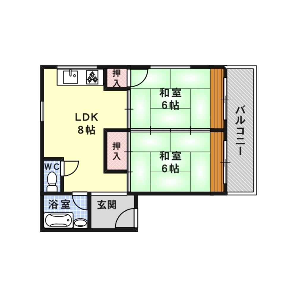 湊川第2マンション 兵庫県神戸市灘区篠原中町2丁目 (6万円／2LDK (和室6 和室6 LDK8)／42.35㎡)｜賃貸物件(賃貸マンション・アパート・一戸建て)の住宅情報・お部屋探しなら ...