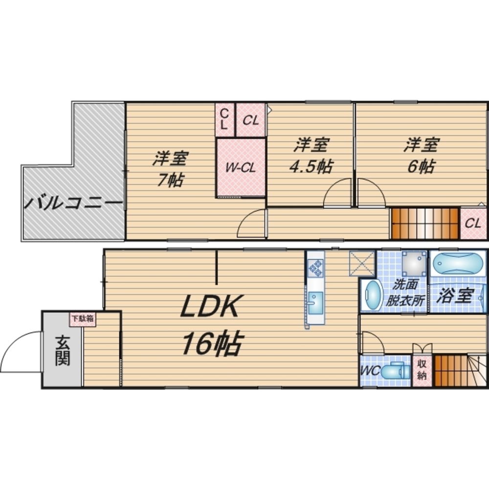 阪急宝塚本線 庄内駅 地上2階建て 築9年 大阪府豊中市庄内栄町2丁目 (12.5万円／3LDK (洋室4.5 洋室6 洋室7 LDK16)／80.32㎡)｜賃貸物件(賃貸マンション・アパート ...