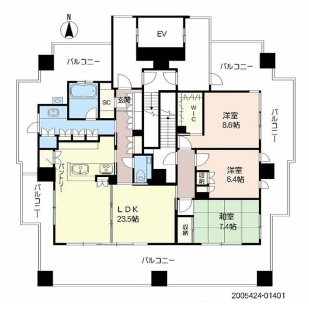 グランドメゾン西新プレイス 福岡県福岡市早良区城西1丁目 (40万円／3LDK (和室7.4 洋室6.4 洋室8.6 LDK23.5)／108.6㎡)｜賃貸物件(賃貸マンション・アパート・一戸 ...