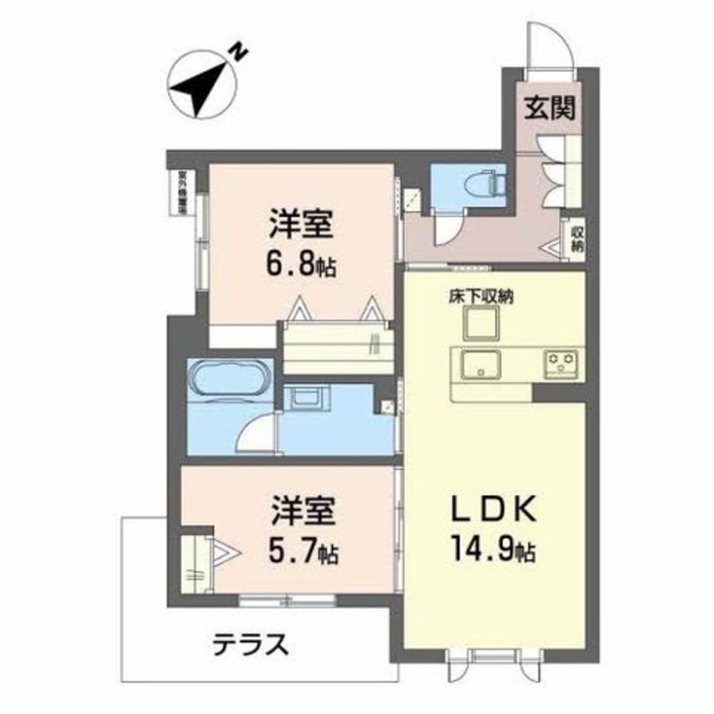 阪和線 和泉府中駅 地上3階建て 築2年 大阪府和泉市府中町2丁目 (12.2万円／2LDK (洋室5.4 洋室5.9 LDK13.7)／65.23㎡)｜賃貸物件(賃貸マンション・アパート ...