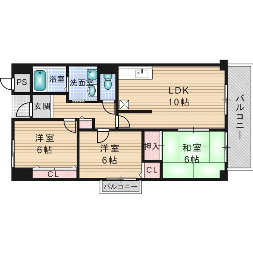 東海道本線（JR西日本） 茨木駅 地上6階建て 築28年 大阪府茨木市上中条2丁目 (10.8万円／3LDK (和室6 洋室6 洋室6 LDK10)／66.12㎡)｜賃貸物件(賃貸マンション ...