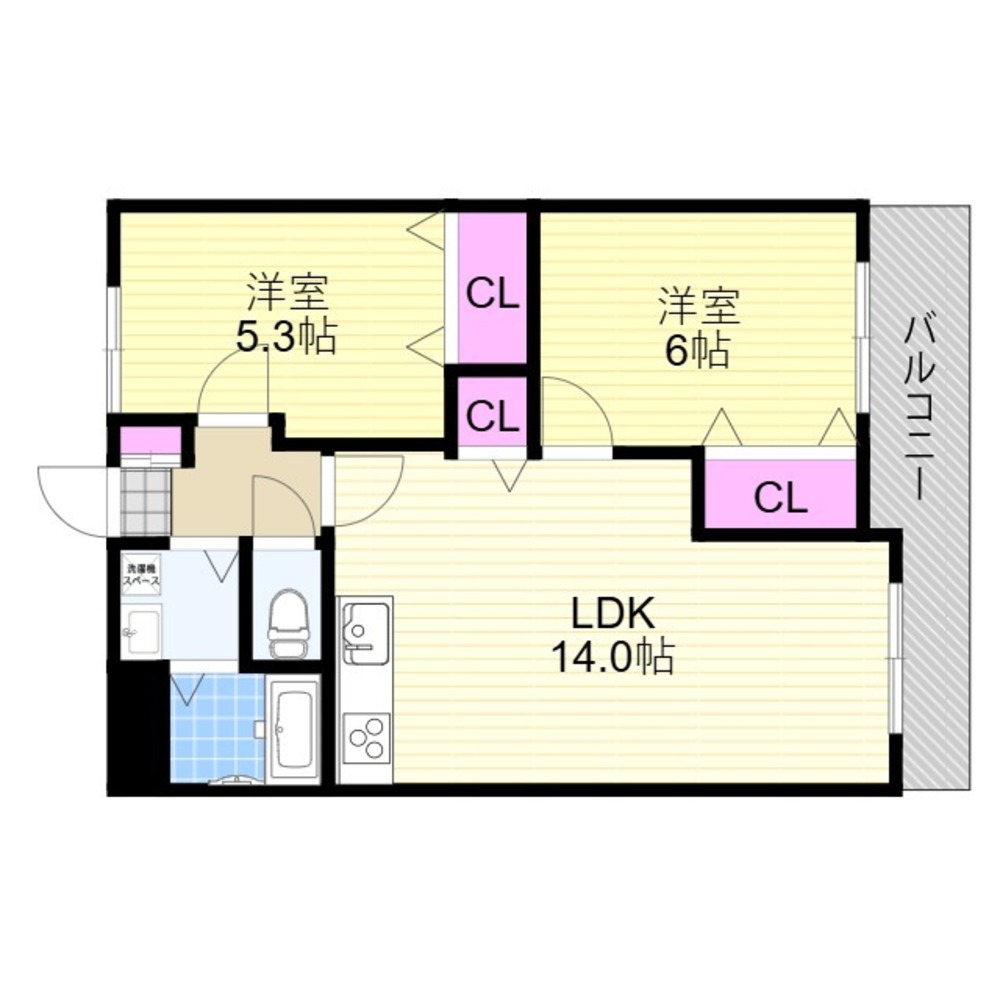 クラウンハイム塚本 大阪府大阪市西淀川区野里1丁目 (12万円／2LDK (洋室5.3 洋室6 LDK14)／54.34㎡)｜賃貸物件(賃貸マンション・アパート・一戸建て)の住宅情報・お ...