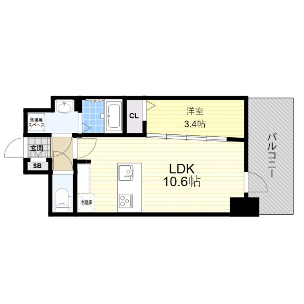 S-RESIDENCE堺筋本町Deux 大阪府大阪市中央区南久宝寺町1丁目 (12.9万円／1LDK (洋室3.4 LDK10.6)／33.39㎡)｜賃貸物件(賃貸マンション・アパート・一戸 ...