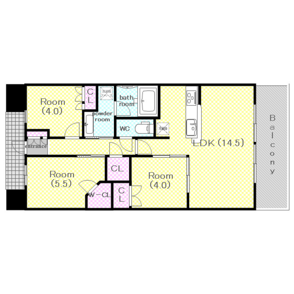 シエリア京都桂川駅前 京都府京都市南区久世上久世町 (16.2万円／3LDK (洋室4 洋室4 洋室5.5 LDK14.3)／61.69㎡)｜賃貸物件(賃貸マンション・アパート・一戸建て)の ...
