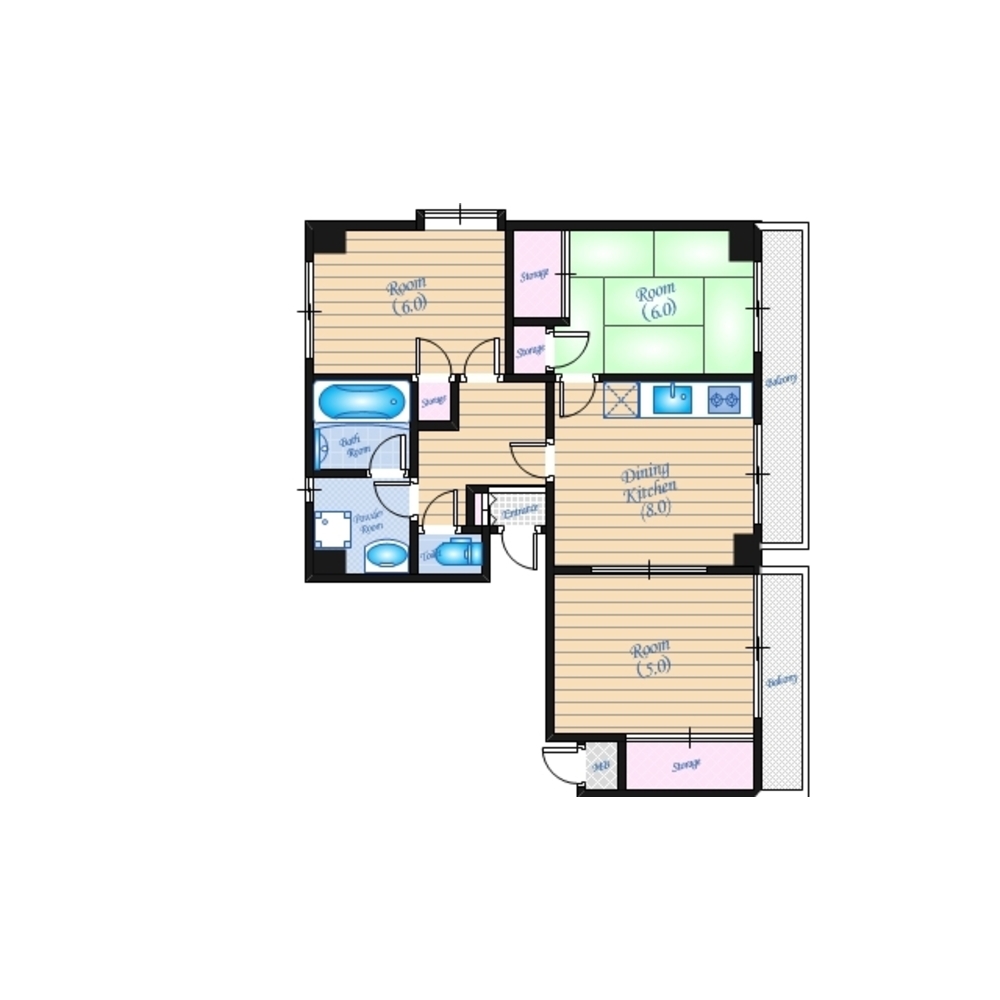オーシャンハイツ 広島県広島市中区河原町 (8万円／3LDK (和室6 和室6.5 洋室6 LDK8)／63㎡)｜賃貸物件(賃貸マンション・アパート・一戸建て)の住宅情報・お部屋探しなら ...