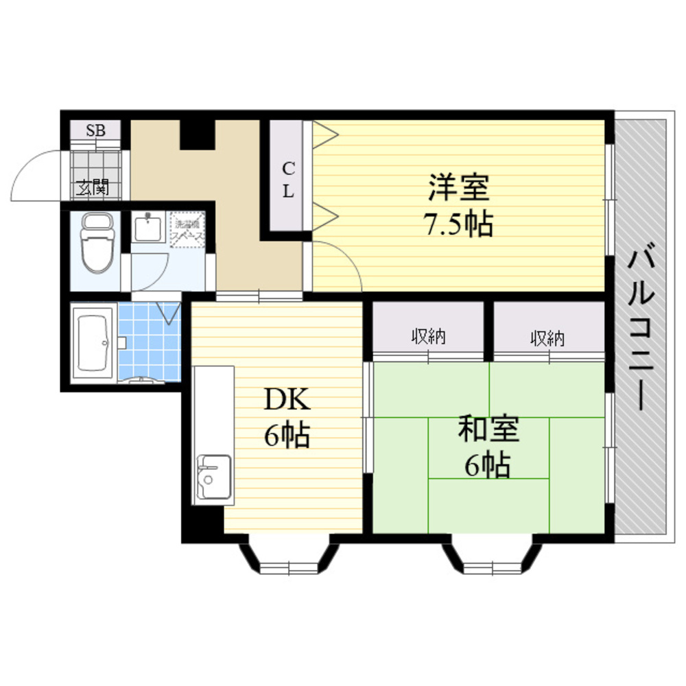 ハイム高木130 兵庫県尼崎市東園田町5丁目 (6.7万円／2LDK (和室6 洋室7.5 DK6)／53㎡)｜賃貸物件(賃貸マンション・アパート・一戸建て)の住宅情報・お部屋探しなら ...