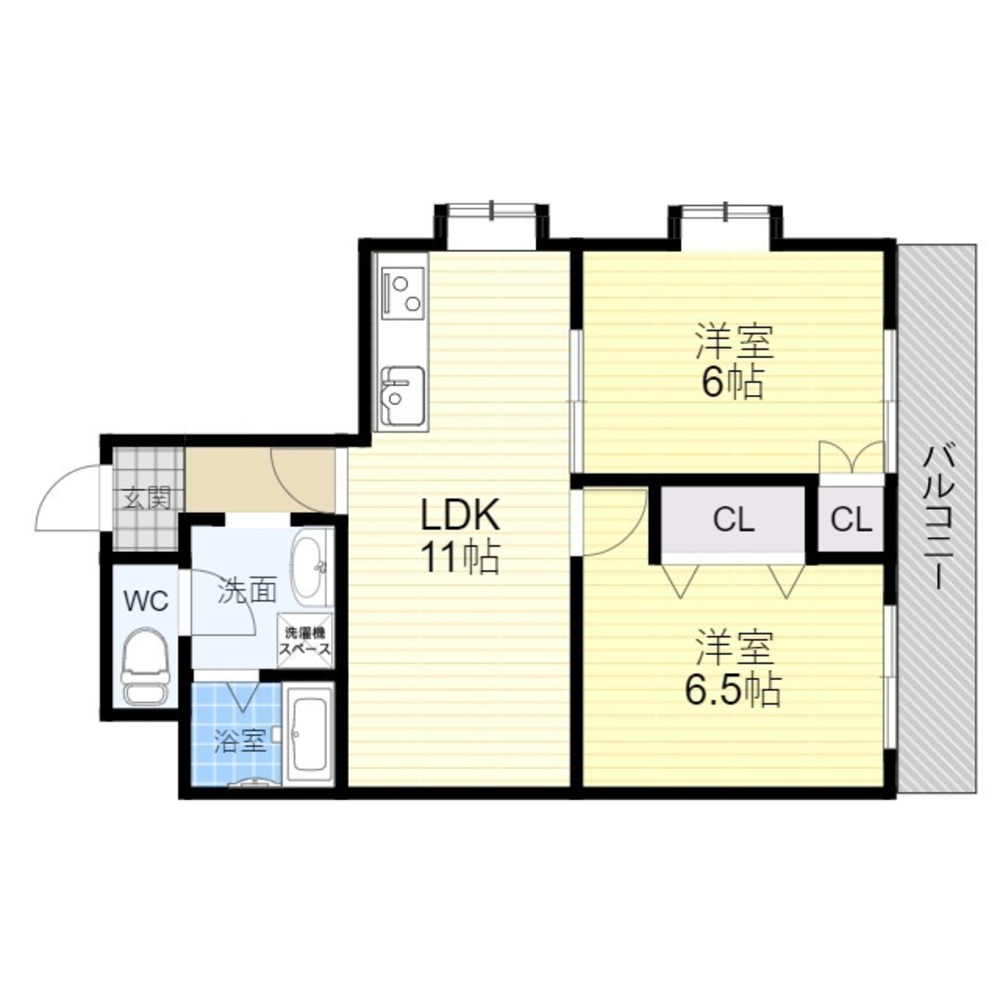 阪急宝塚本線 蛍池駅 地上6階建て 築41年 大阪府豊中市螢池西町2丁目 (7.1万円／2LDK (洋室6 洋室6.5 LDK11)／54.15㎡)｜賃貸物件(賃貸マンション・アパート・一戸 ...