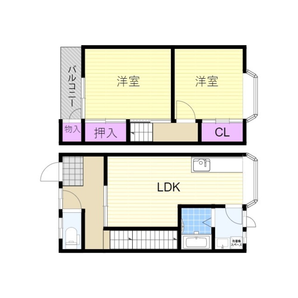 東海道本線（JR西日本） 塚本駅 地上2階建て 築52年 大阪府大阪市西淀川区野里1丁目 (8.9万円／2LDK／53.57㎡)｜賃貸物件(賃貸マンション・アパート・一戸建て)の住宅情報・お ...