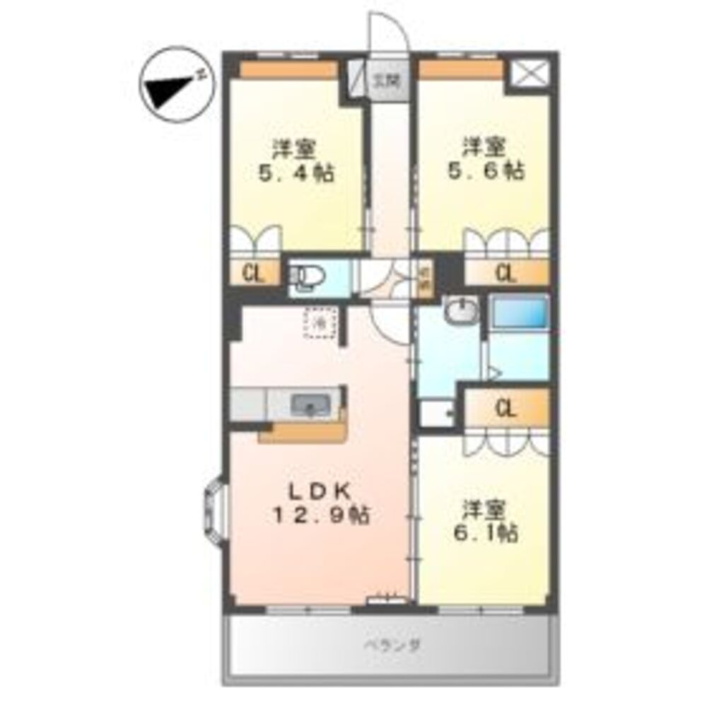 愛瑠 広島県福山市新涯町3丁目 (7.5万円／3LDK (洋室5.4 洋室5.6 洋室6.1 LDK12.9)／66.78㎡)｜賃貸物件(賃貸マンション・アパート・一戸建て)の住宅情報・お ...