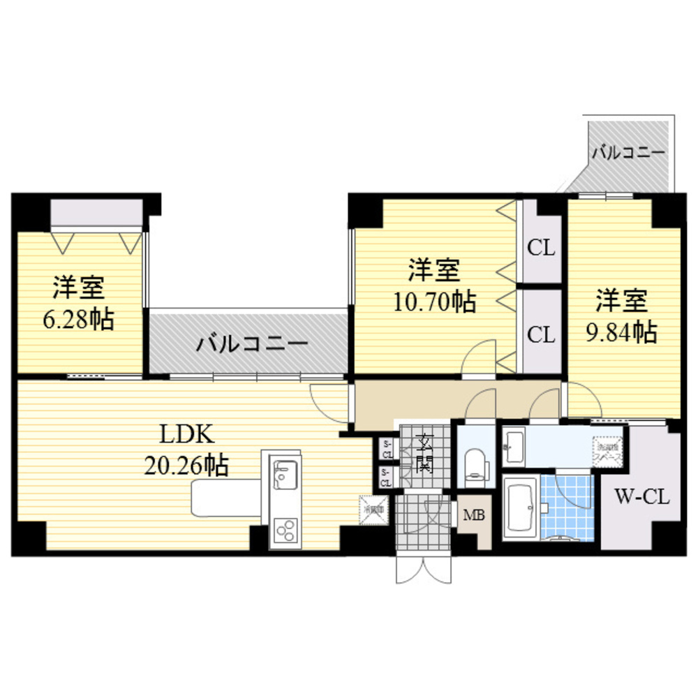 OsakaMetro長堀鶴見緑地線 松屋町駅 地上15階建て 築6年 大阪府大阪市中央区材木町 (40万円／3LDK (洋室6.2 洋室9.8 洋室10.7 LDK20.2)／104.31 ...