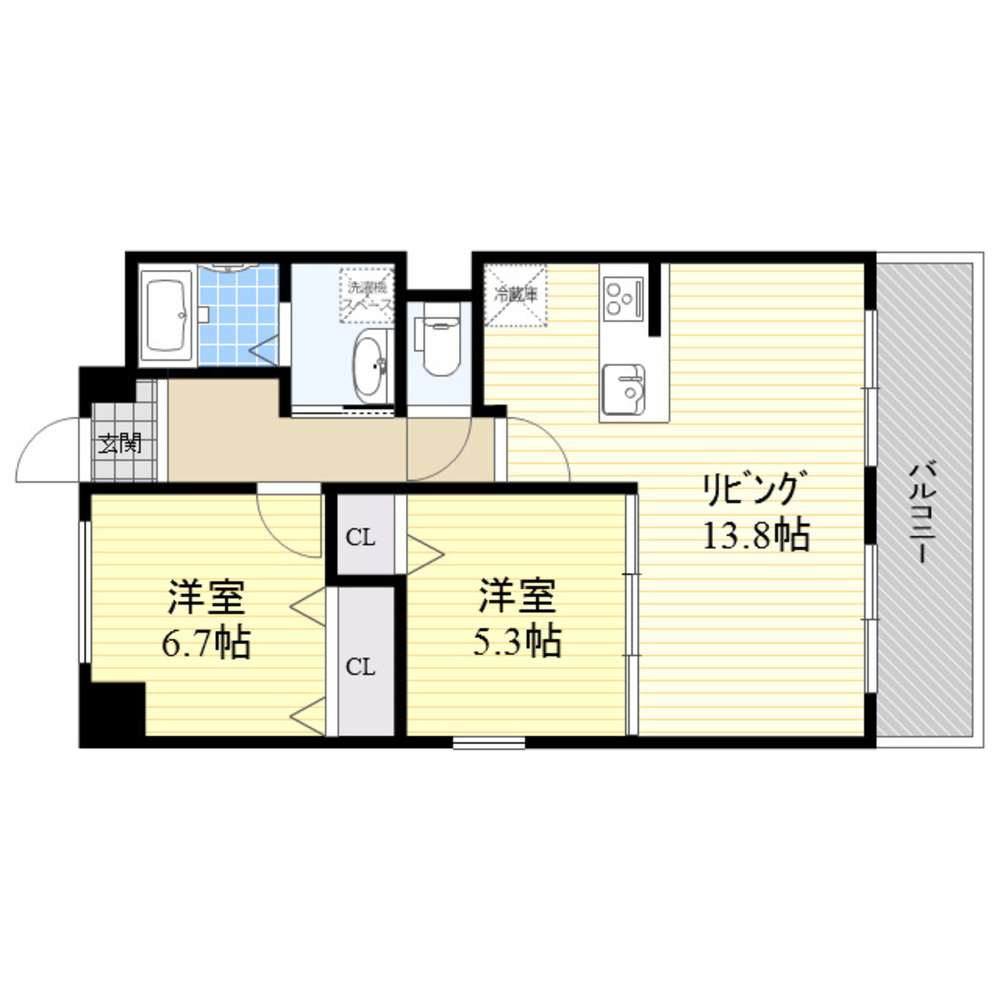 名古屋臨海高速鉄道あおなみ線 稲永駅 地上8階建て 築14年 愛知県名古屋市港区稲永1丁目 (9.2万円／2LDK (洋室5.3 洋室6.7 LDK13)／60.8㎡)｜賃貸物件(賃貸 ...