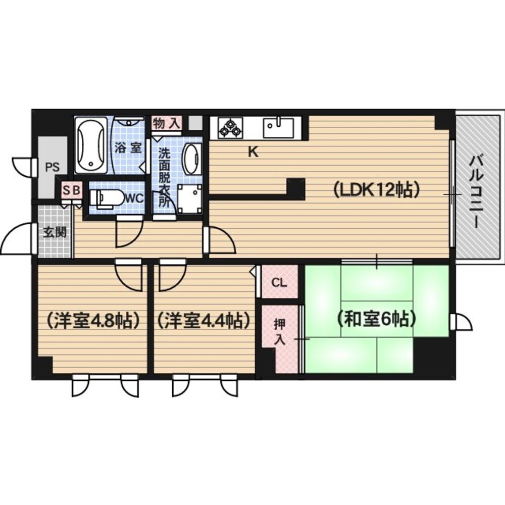 東海道本線（JR西日本） 西大路駅 地上10階建て 築25年 京都府京都市南区吉祥院九条町 (12.5万円／3LDK (和室6 洋室4.4 洋室4.8 LDK12)／63.7㎡)｜賃貸物件 ...