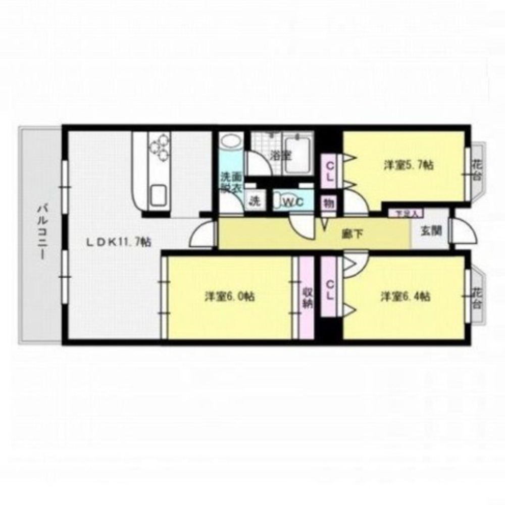 プライムメゾン百道浜 福岡県福岡市早良区百道浜3丁目 (12.4万円／3LDK (洋室5.7 洋室6 洋室6.4 LDK11.7)／76.5㎡)｜賃貸物件(賃貸マンション・アパート・一戸建て ...