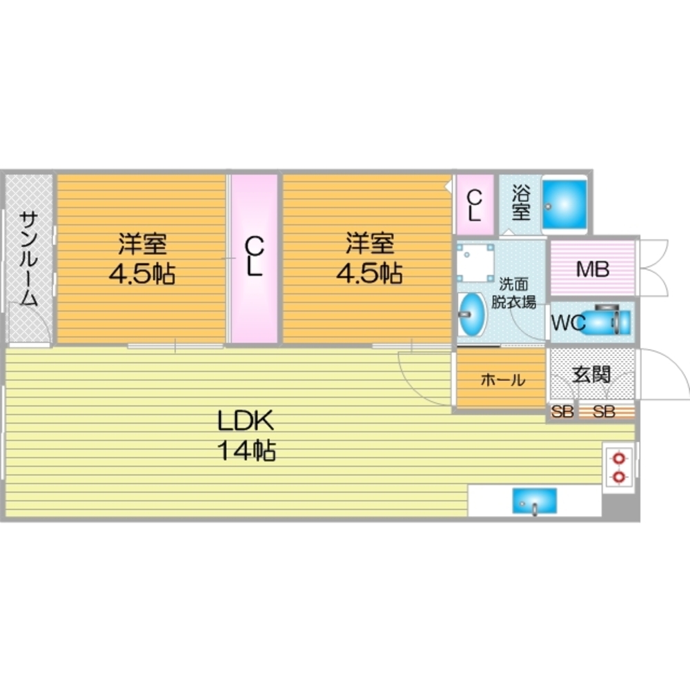長居東コーポ 大阪府大阪市住吉区長居東3丁目 (6.5万円／2LDK (洋室4.5 洋室4.5 LDK14)／54.43㎡)｜賃貸物件(賃貸マンション・アパート・一戸建て)の住宅情報・お ...