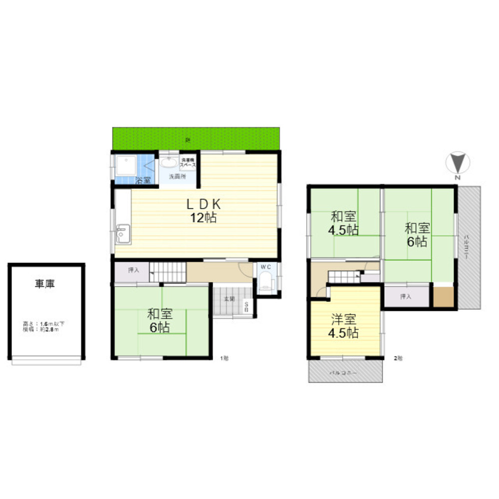近鉄奈良線 枚岡駅 地上2階建て 築47年 大阪府東大阪市五条町 (6.6万円／4LDK (和室4.5 和室6 和室6 洋室4.5 DK12)／100.8㎡)｜賃貸物件(賃貸マンション ...