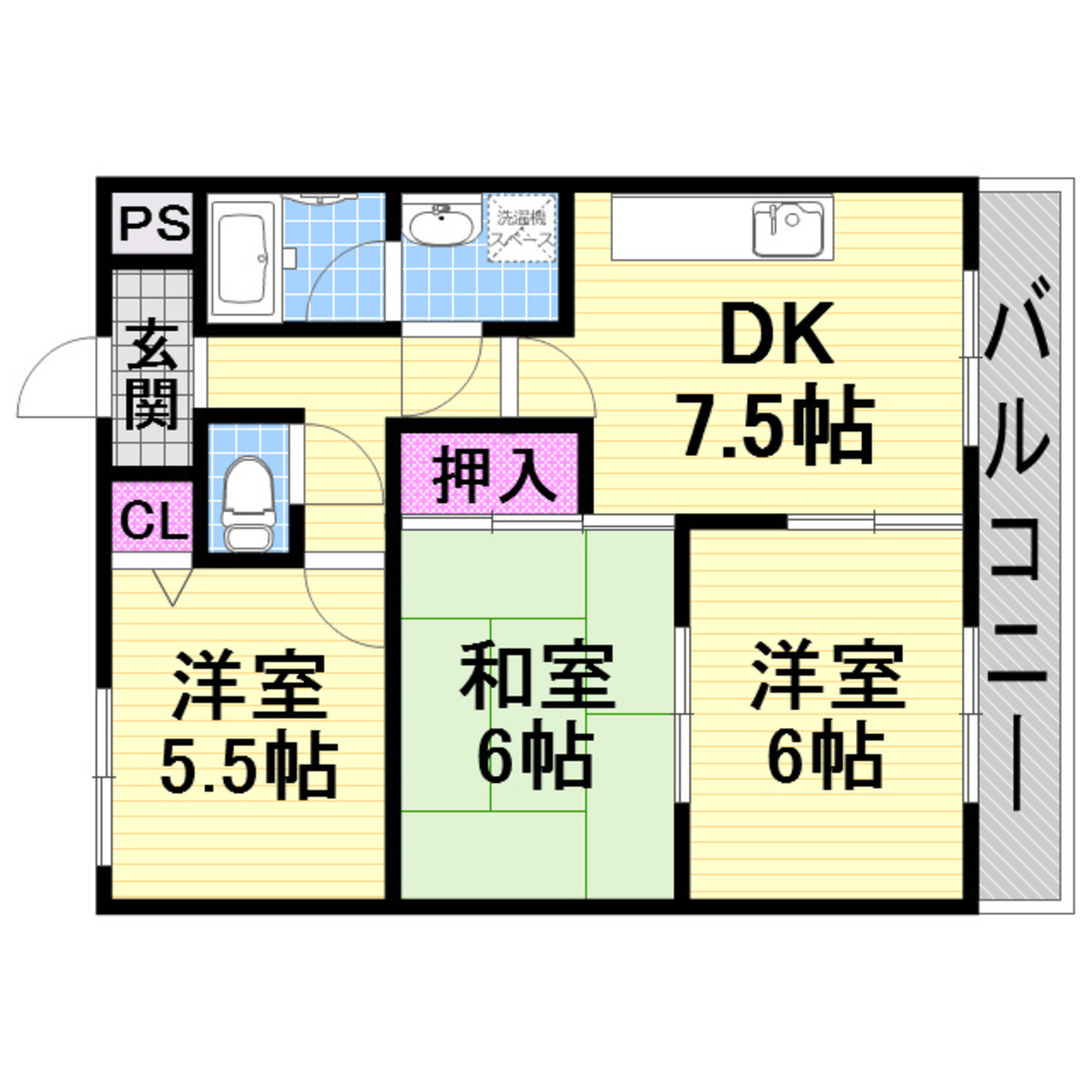 鴻池クレスト 大阪府東大阪市新庄3丁目 (6.7万円／3DK (和室6 洋室5.5 洋室6 DK7.5)／55.08㎡)｜賃貸物件(賃貸マンション・アパート・一戸建て)の住宅情報・お部屋探し ...