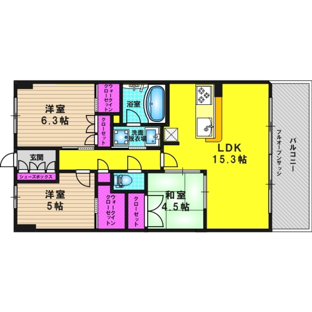 メイツブラン長岡京 京都府長岡京市神足大張 (16.5万円／3LDK (和室4.5 洋室5 洋室6.3 LDK15.3)／70.56㎡)｜賃貸物件(賃貸マンション・アパート・一戸建て)の住宅 ...