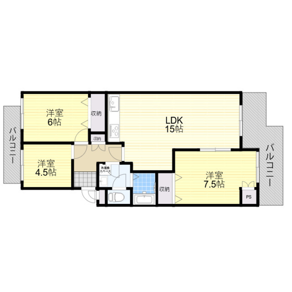 東海道本線（JR西日本） 膳所駅 地上11階建て 築47年 滋賀県大津市におの浜4丁目 (10.8万円／3LDK (洋室4.3 洋室6 洋室8 LDK15)／72.46㎡)｜賃貸物件(賃貸 ...