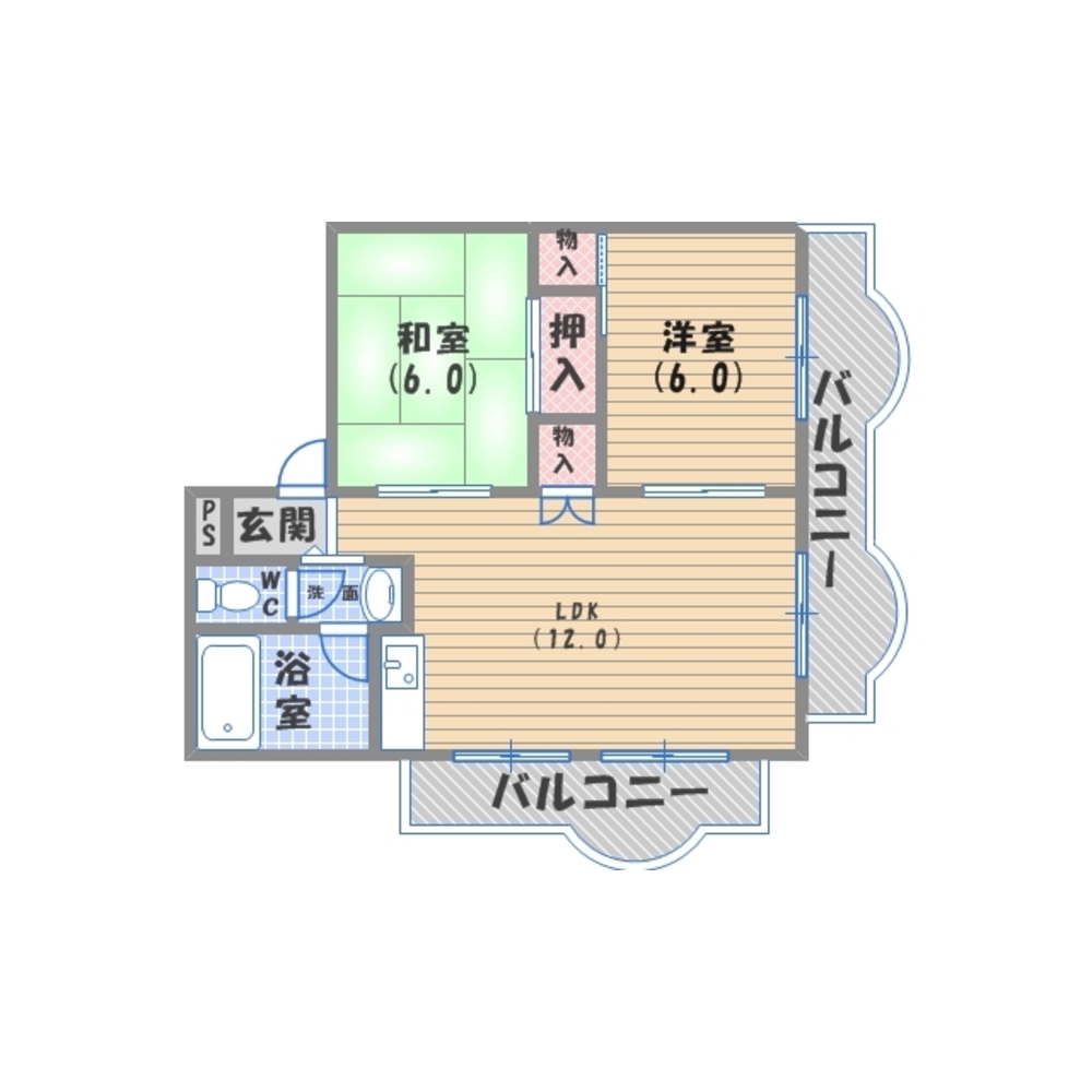 甲子園ローズハイツ 兵庫県西宮市甲子園口3丁目 (6.4万円／2LDK (和室6 洋室6 LDK12)／51.22㎡)｜賃貸物件(賃貸マンション・アパート・一戸建て)の住宅情報・お部屋探しなら ...